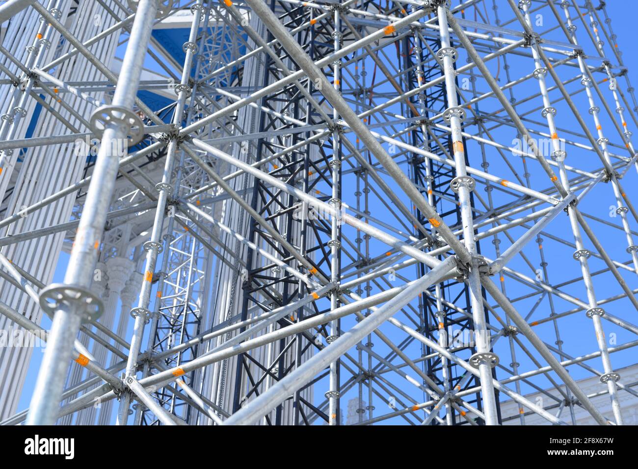 Scaffolding Elements Construction. Metal scaffolding tubes and bars ...