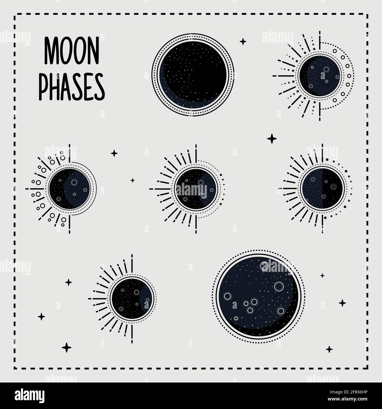 seven moons phases and lettering Stock Vector Image & Art - Alamy