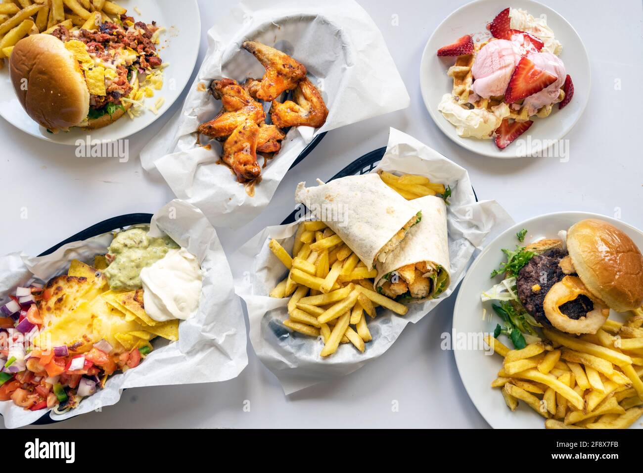 Food - collection of fast food dishes Stock Photo - Alamy