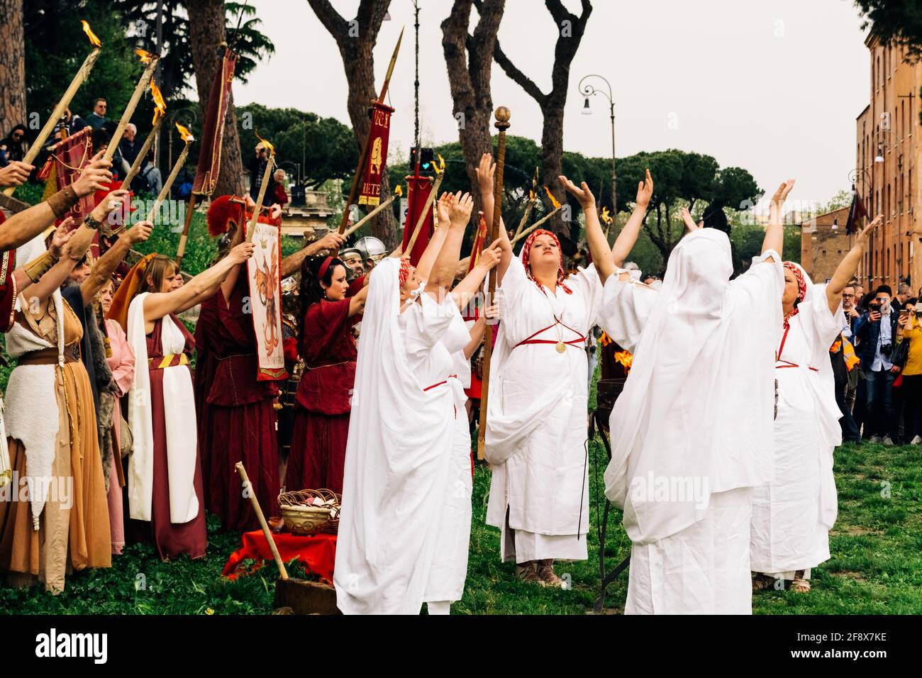 ROME, ITALY - Nov 05, 2019: Reenactment of ceremony with Roman ...