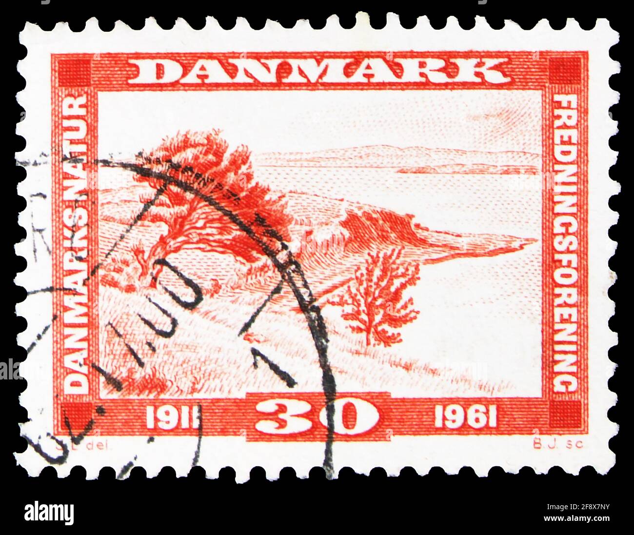 MOSCOW, RUSSIA - OCTOBER 1, 2019: Postage stamp printed in Denmark ...