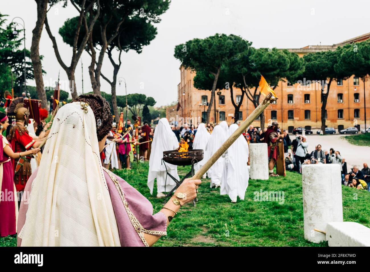 ROME, ITALY - Nov 05, 2019: Reenactment of ceremony with Roman ...