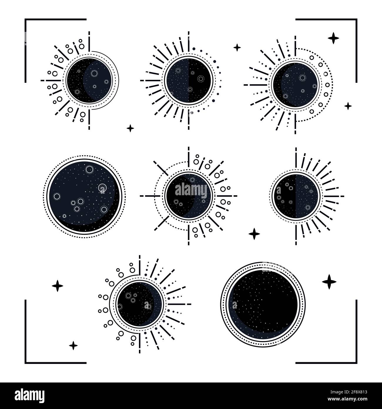 eight moons phases Stock Vector Image & Art - Alamy