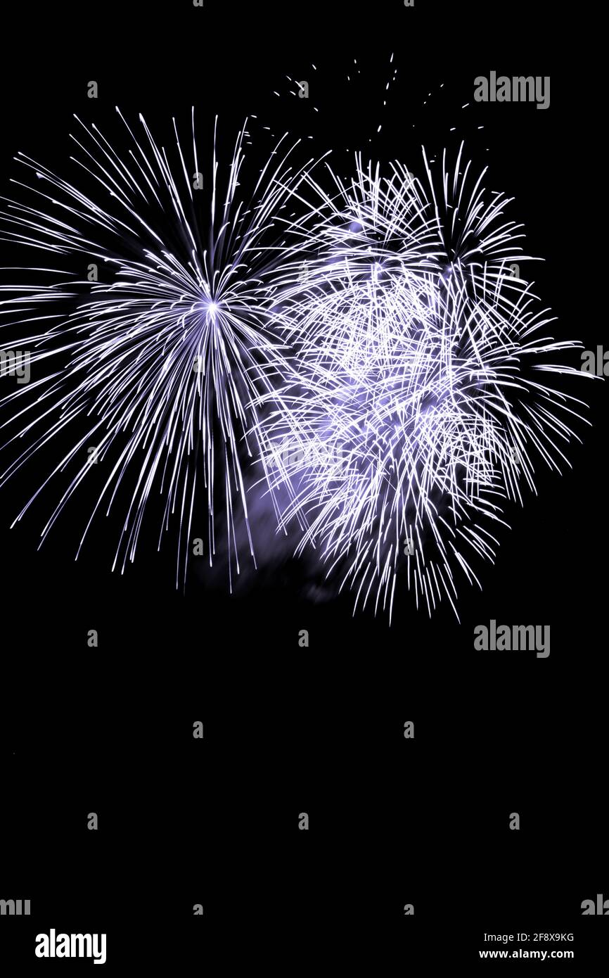 Luxury fireworks event sky show with purple big bang stars. Premium ...