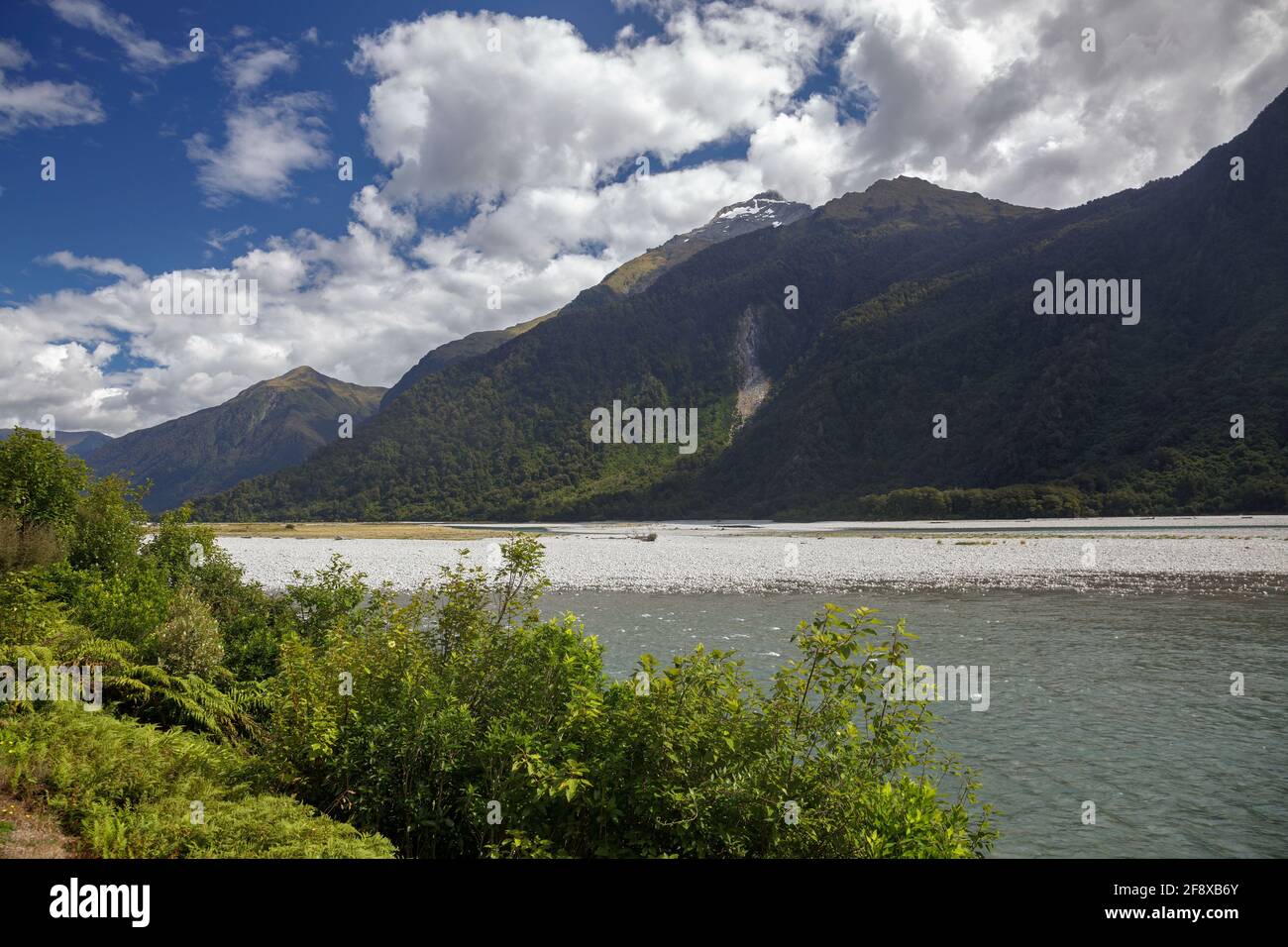 A scenic view of Jacob's River in summertime in New Zealand Stock Photo ...