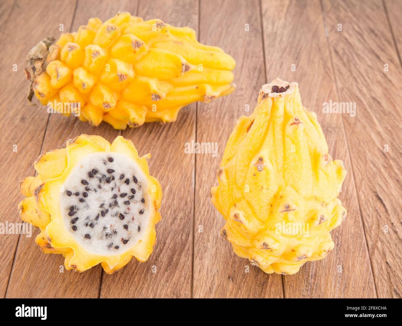 Yellow pitahaya or dragon fruit - Selenicereus megalanthus Stock Photo ...