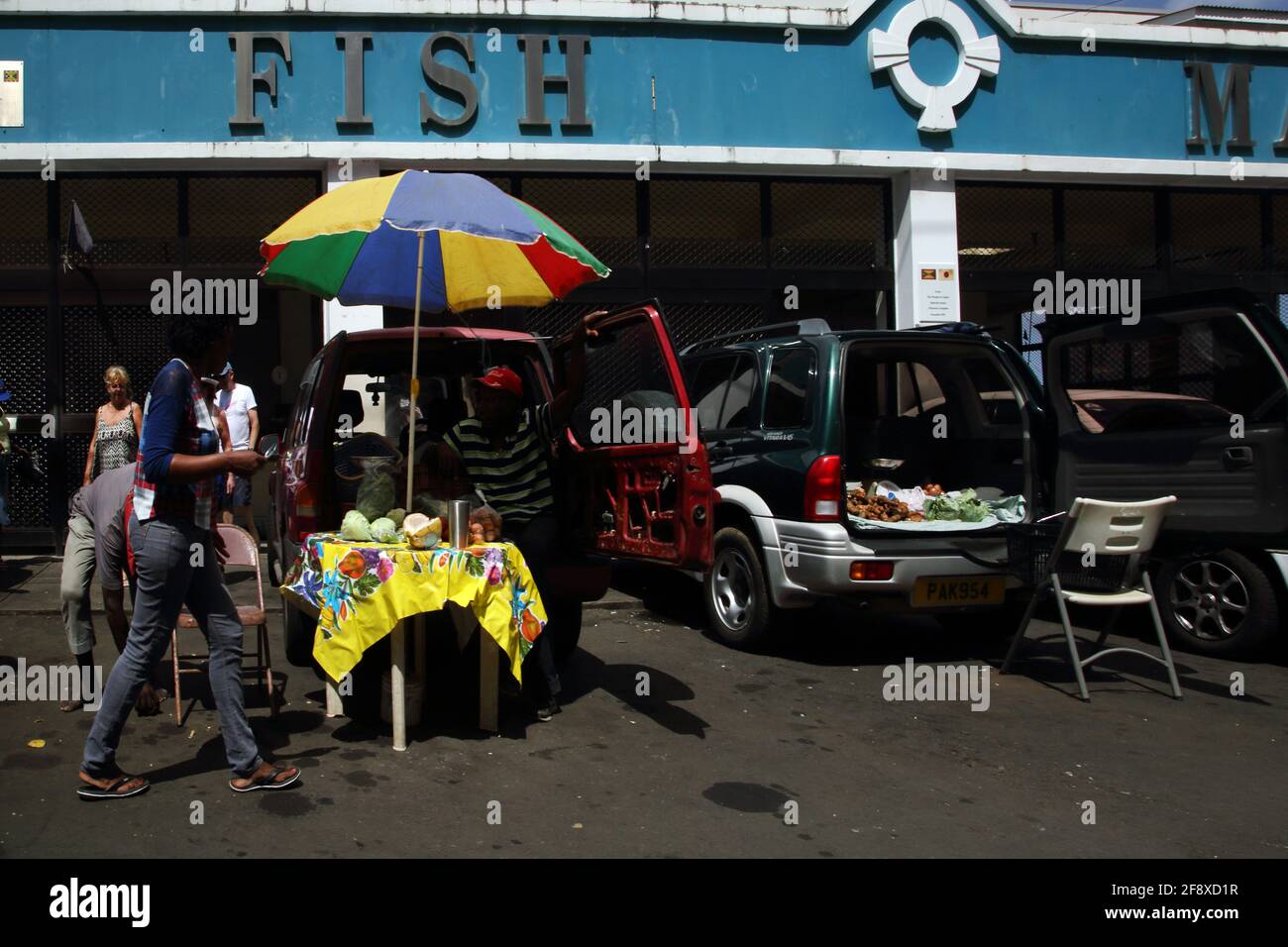 St George's Grenada Locals Selling Fruit and Vegetables out of the Back ...