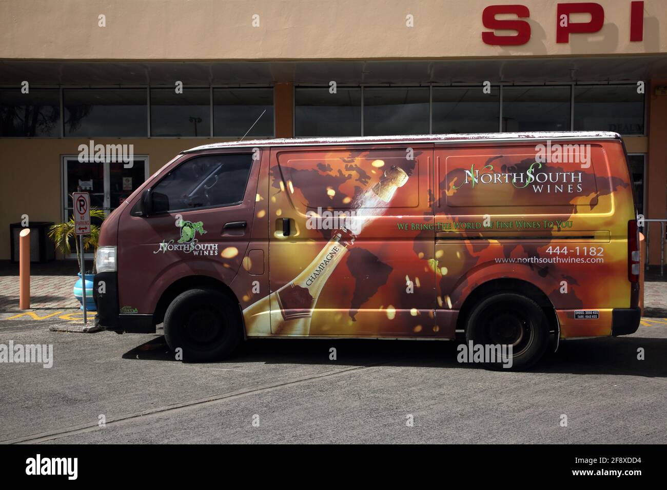 St George's Grenada Wine Delivery van outside Supermarket Stock Photo ...
