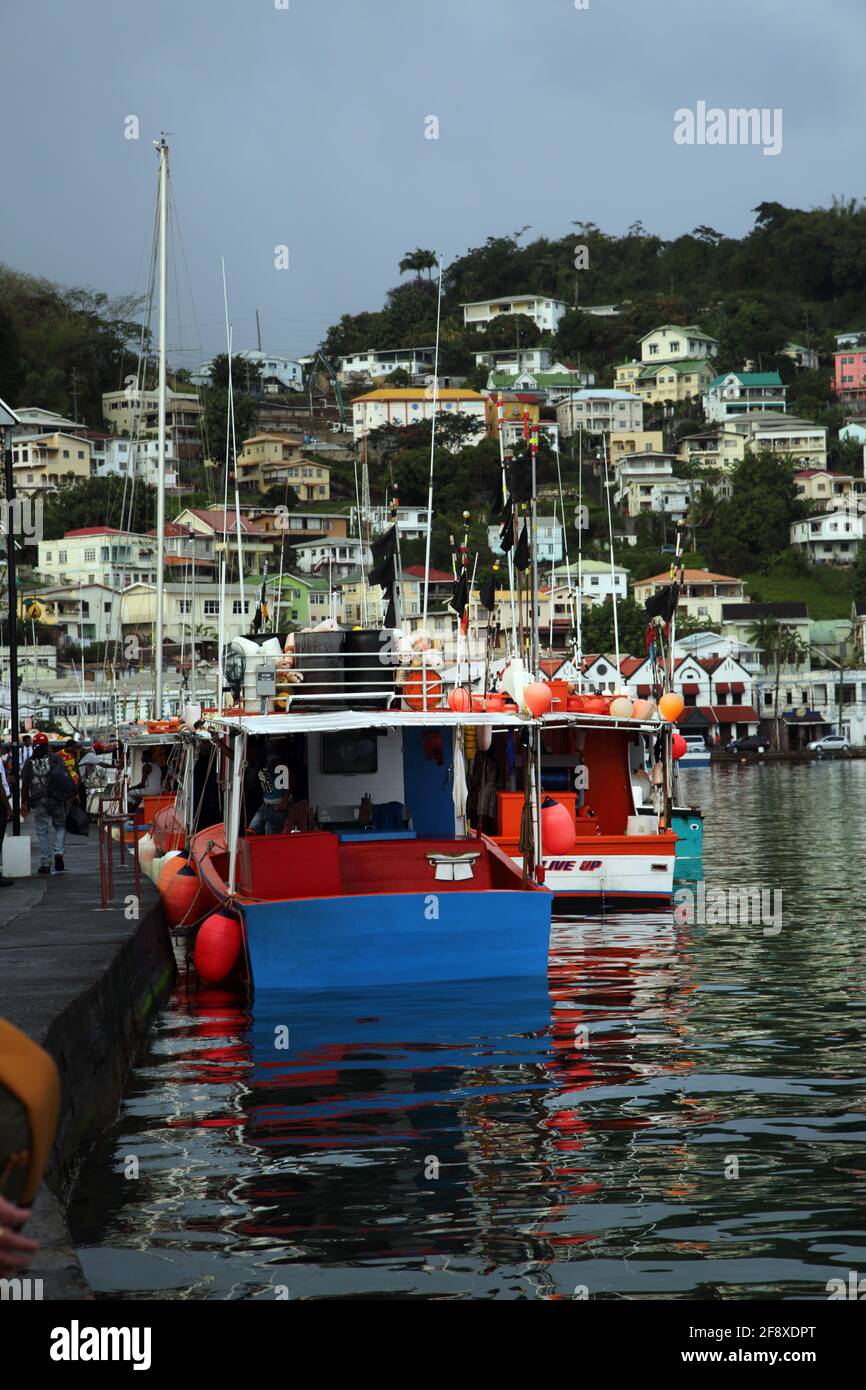 St George's Grenada Fishing Boats on The Carenage Stock Photo - Alamy