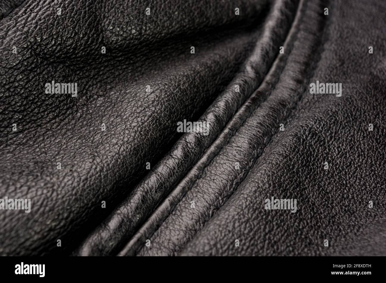 Old vintage genuine soft black leather texture background, top layer ...