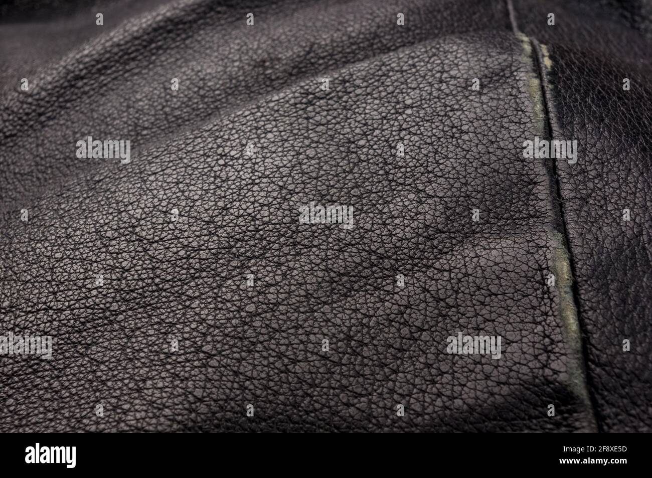 Old vintage genuine soft black leather texture background, top layer ...