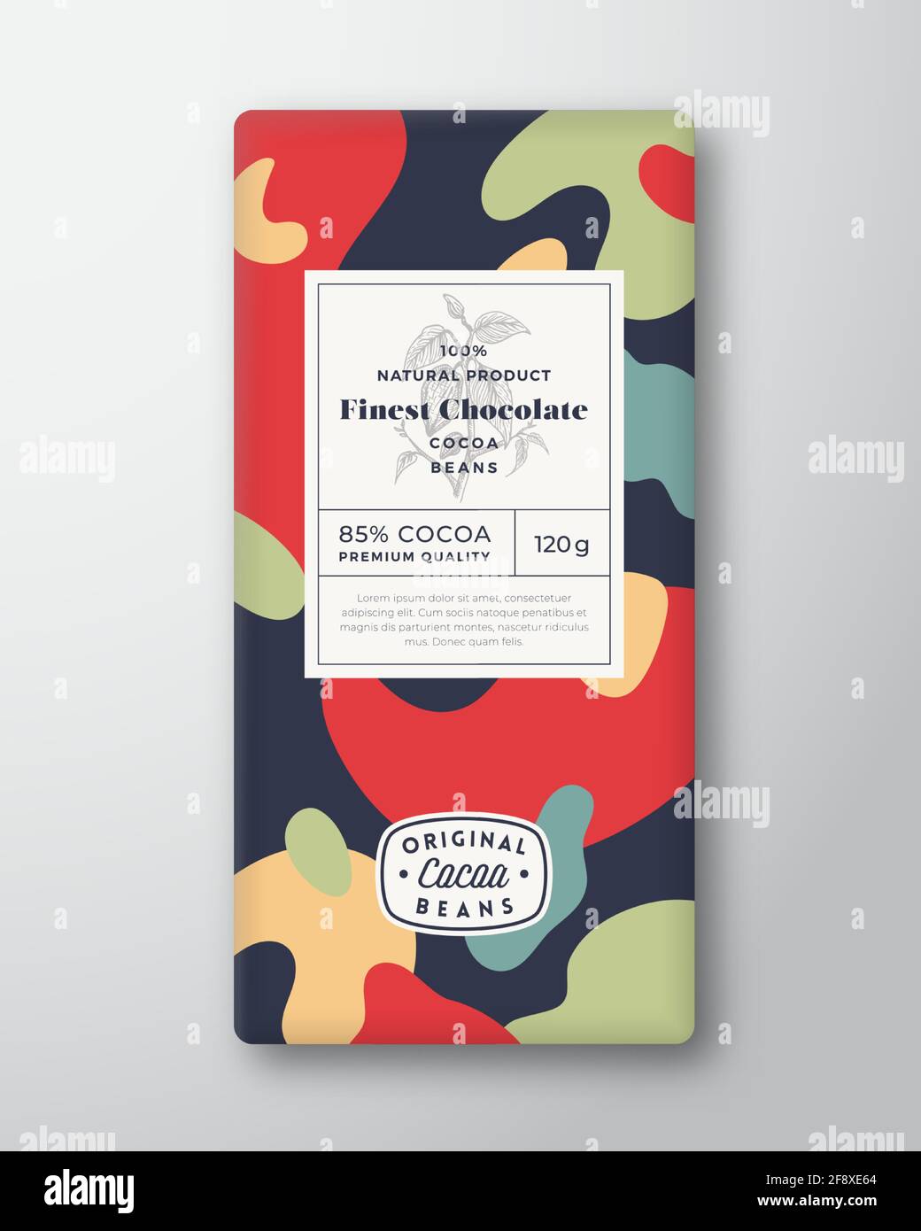 Cocoa Chocolate Label Abstract Shapes Vector Packaging Design Layout ...