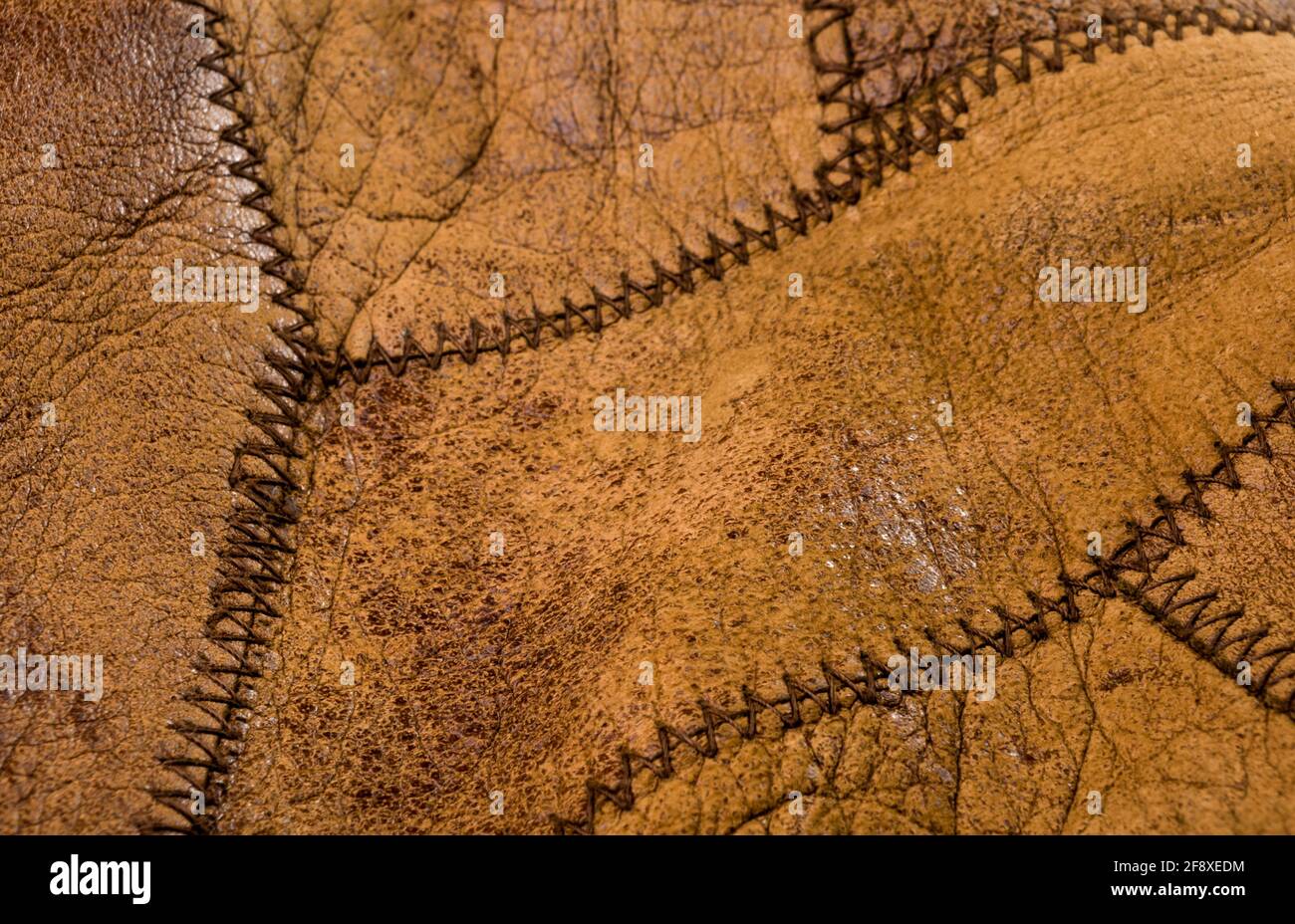 Old vintage genuine soft brown leather texture background, top layer ...