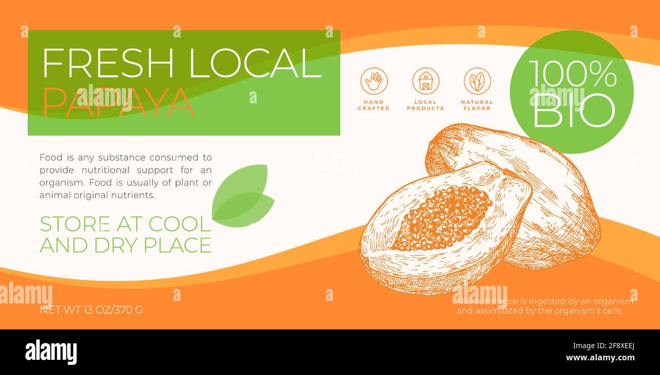 Fresh Local Fruits Label Template. Abstract Vector Packaging Horizontal ...