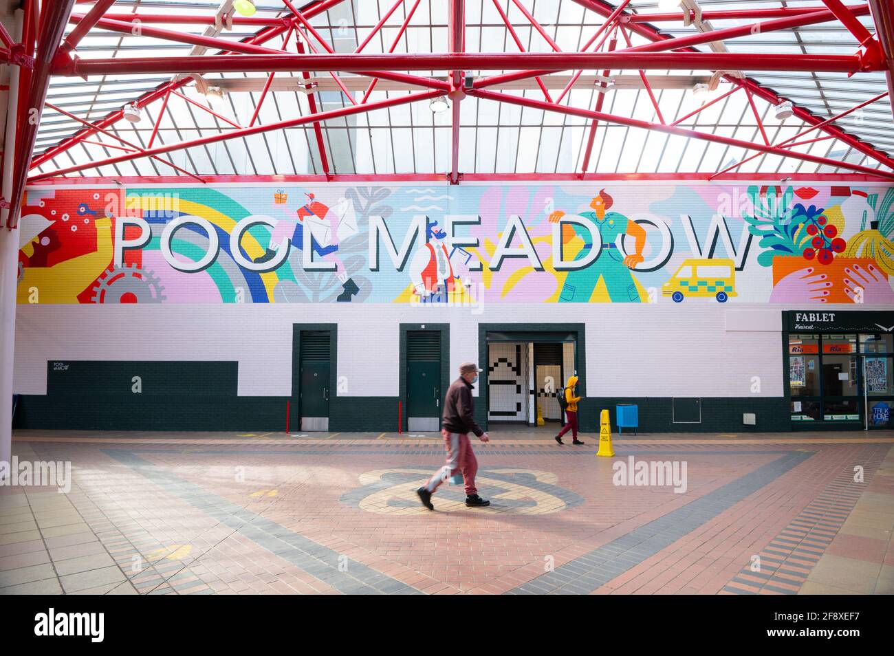 Pool Meadow bus depot, Coventry, UK. The interior of the bus station ...