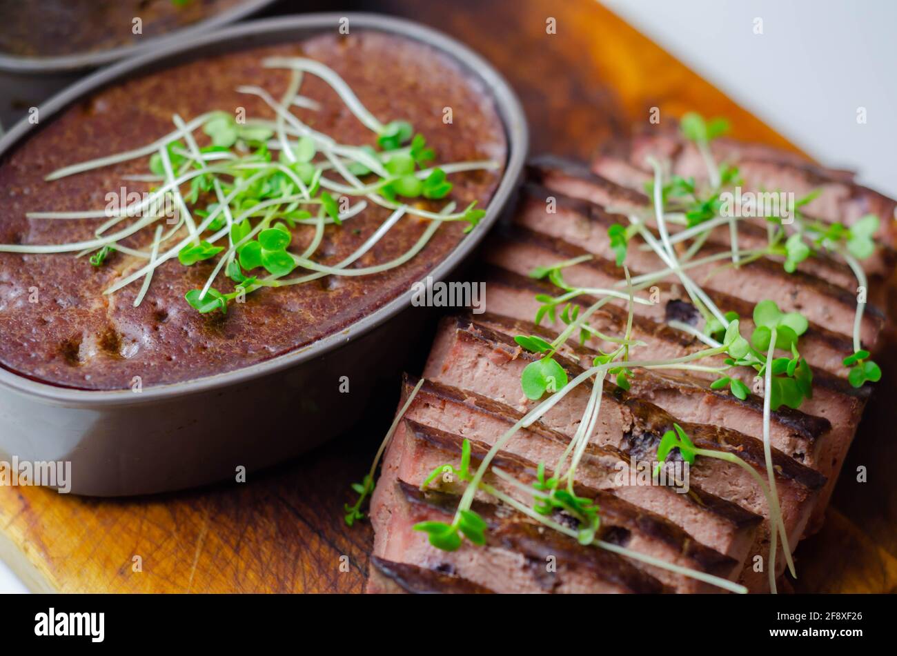 Smooth duck and orange pate, duck liver pâté blended with orange pieces ...