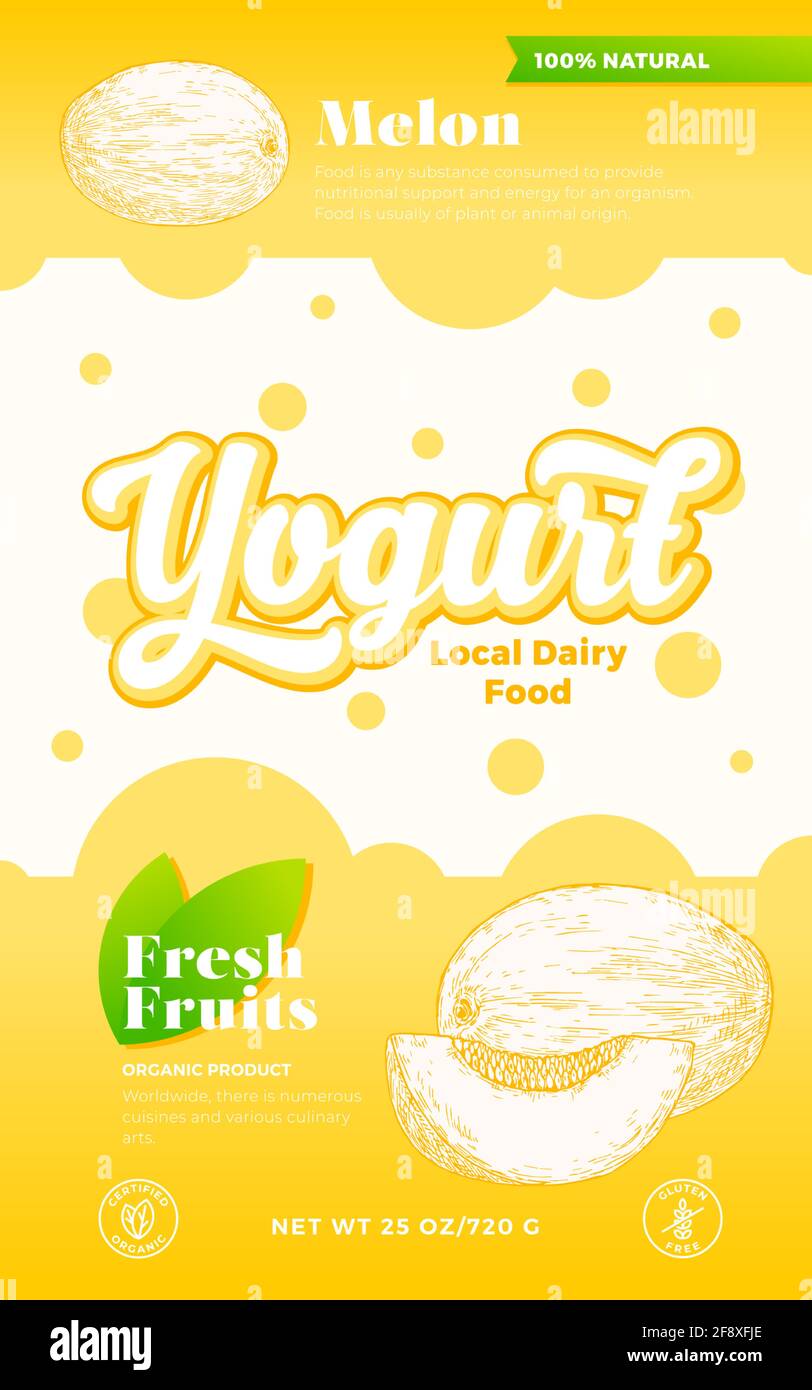 Fruits and Berries Yogurt Label Template. Abstract Vector Dairy ...