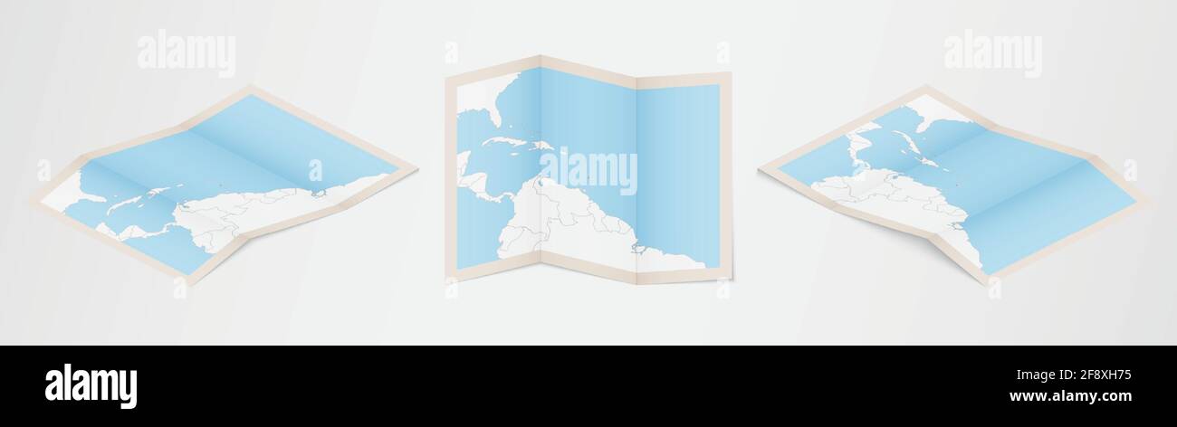 Folded map of Saint Lucia in three different versions. Vector map of ... Folded map of Saint Lucia in three different versions. Vector map of ...