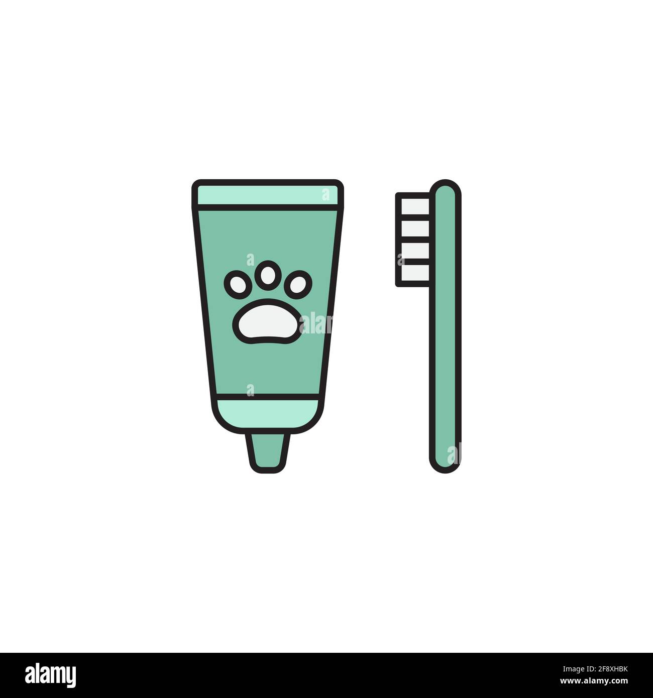 Dental hygiene for pets icon isolated on white background. Toothbrush ...