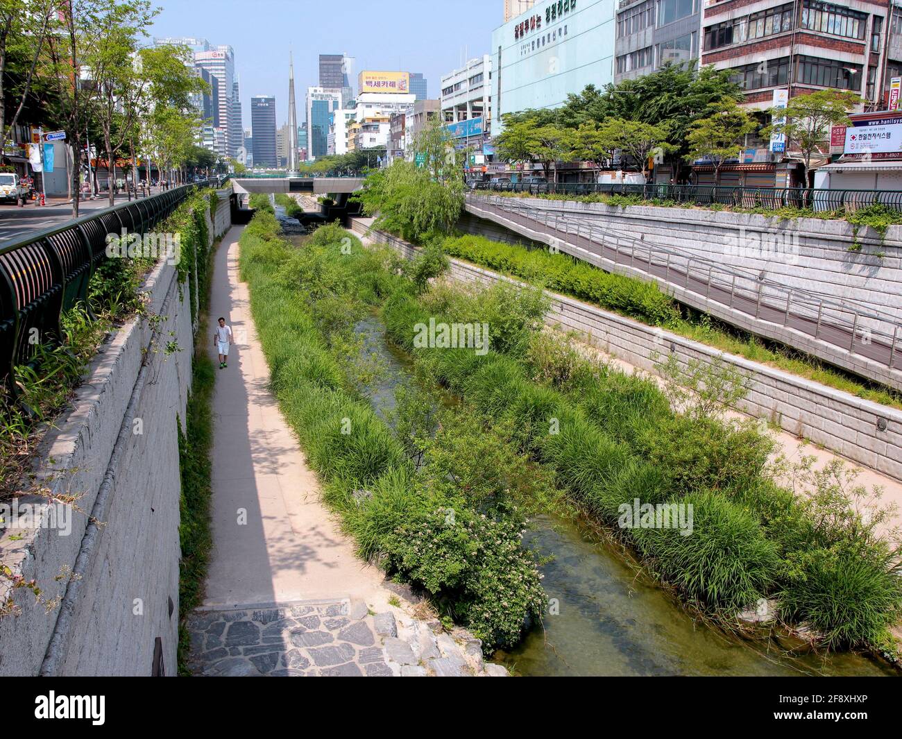 Along Cheonggyecheon, an urban renewal greenspace, river, park project ...