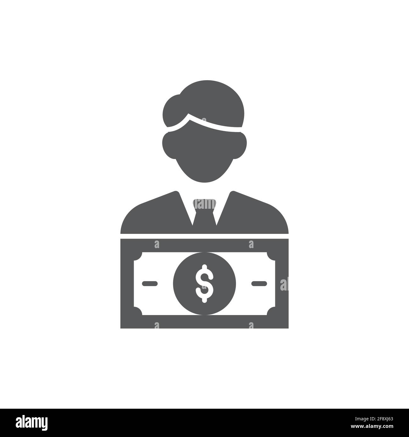 Financial Manager. Money management icon with research sign, explore ...