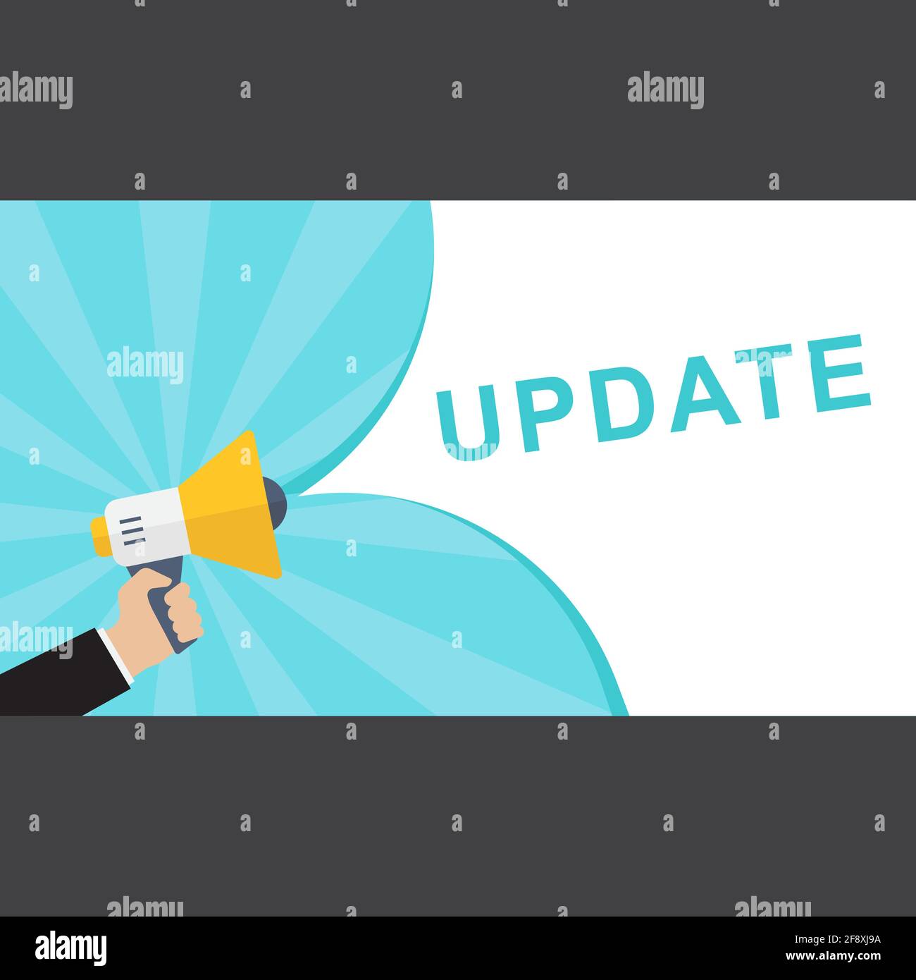 Hand Holding Megaphone With UPDATE Announcement. Flat Update, new ...