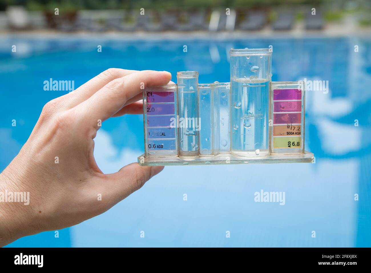 Measurement of pH and chlorine in swimming pools Stock Photo - Alamy