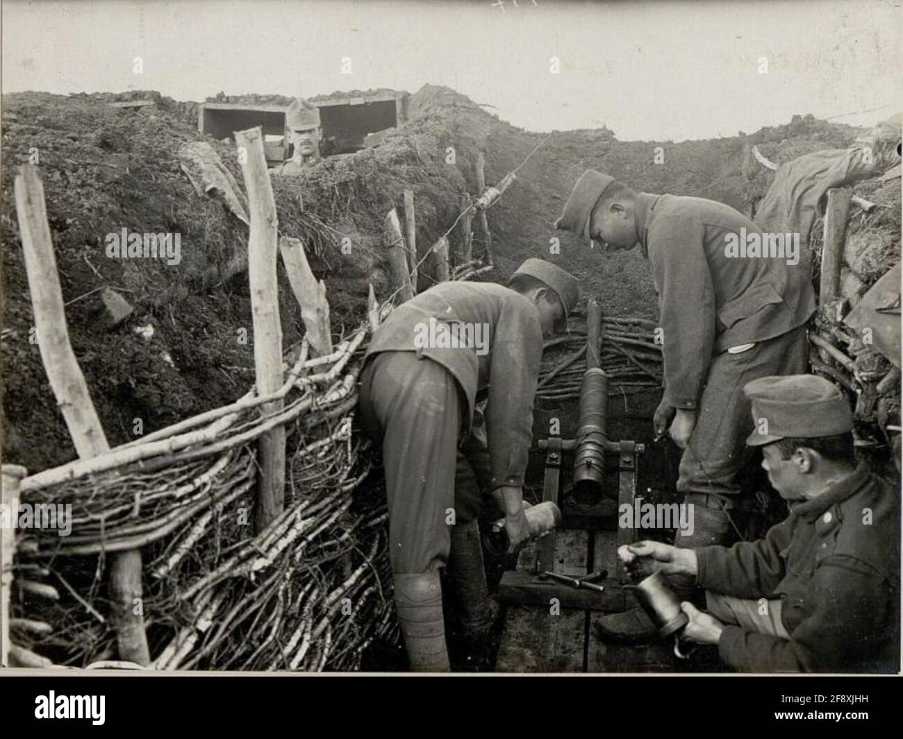 Mine launcher in fighting position. Recorded 24. III. 1916 I.R.No.5 ...