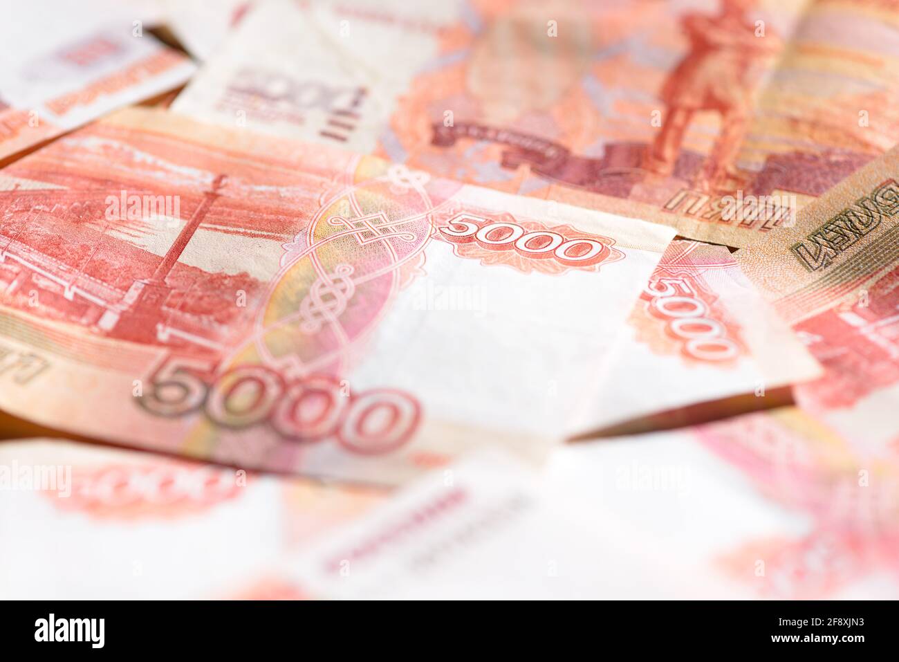 Banknotes of 5000 Russian rubles background Stock Photo - Alamy