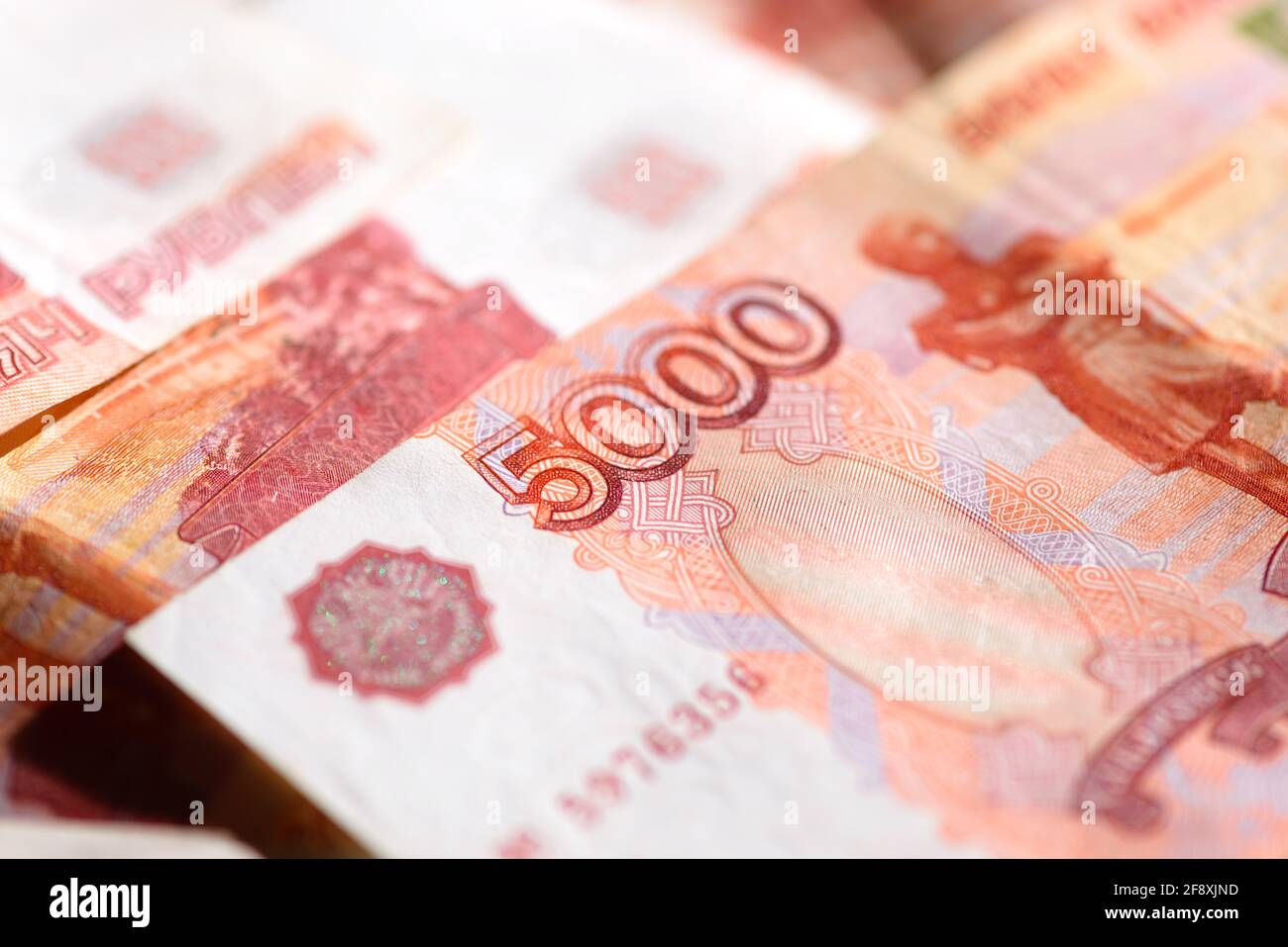 Banknotes of 5000 Russian rubles background Stock Photo - Alamy
