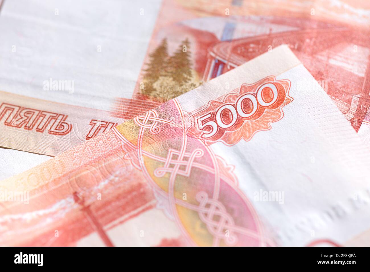 Banknotes of 5000 Russian rubles background Stock Photo - Alamy