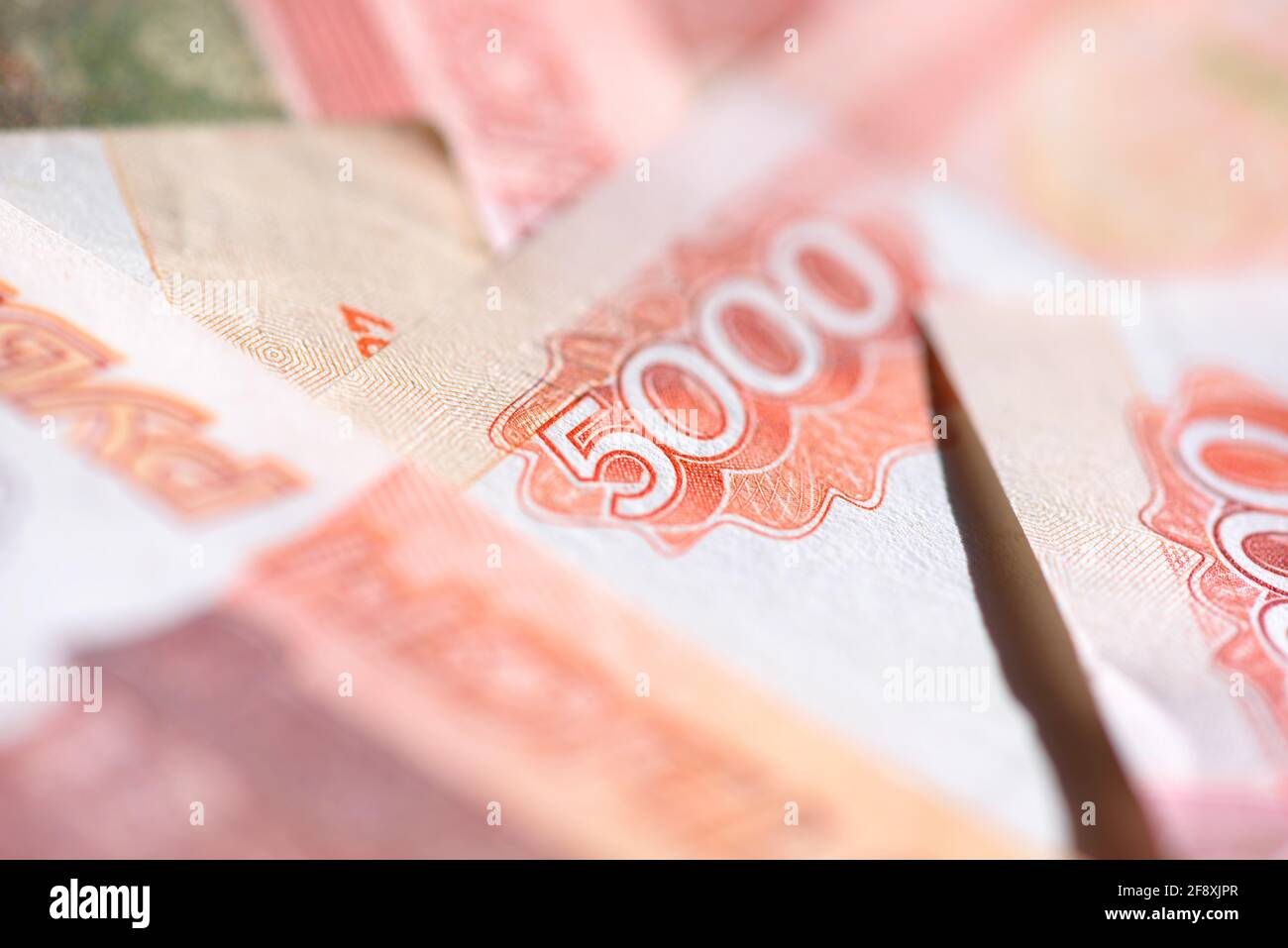 Banknotes of 5000 Russian rubles background Stock Photo - Alamy