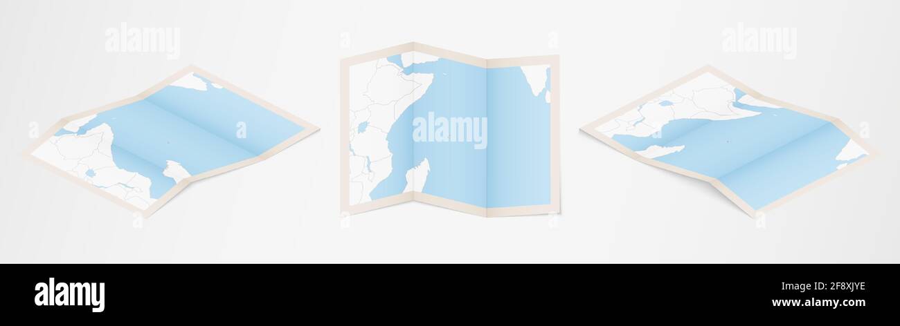 Folded map of Seychelles in three different versions. Vector map of Seychelles Stock Vector ...