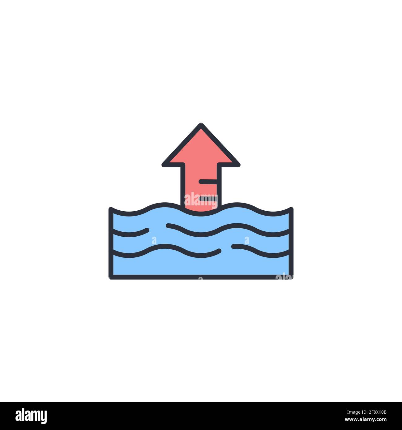 Rise in water level icon isolated on white background. Vector Stock ...