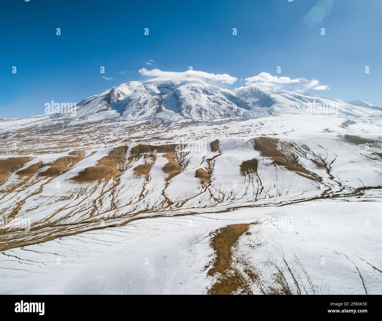 Aerial photography of the natural scenery of Muztagh Ata Stock Photo ...