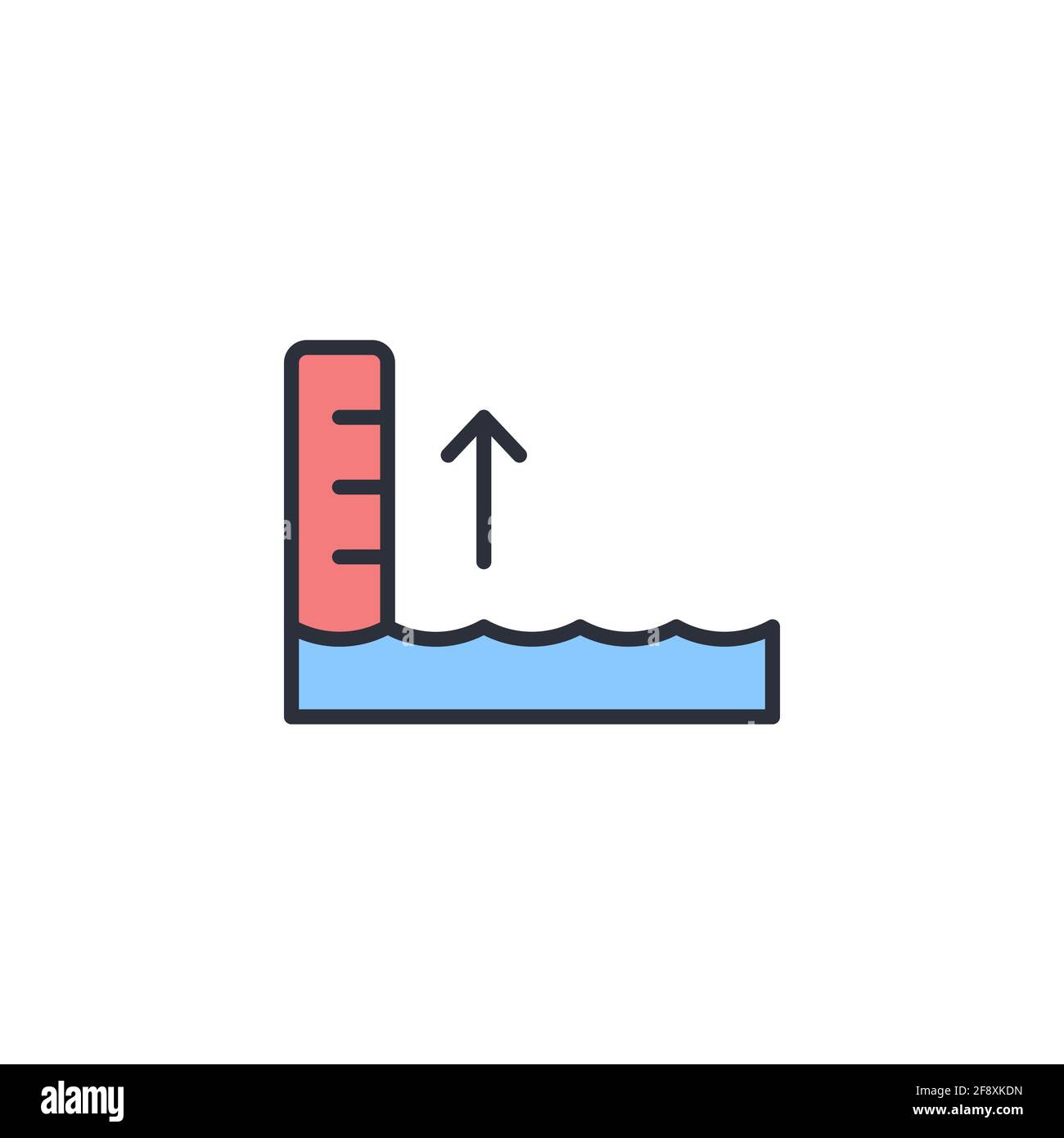 Rise in water level icon isolated on white background. Vector Stock ...