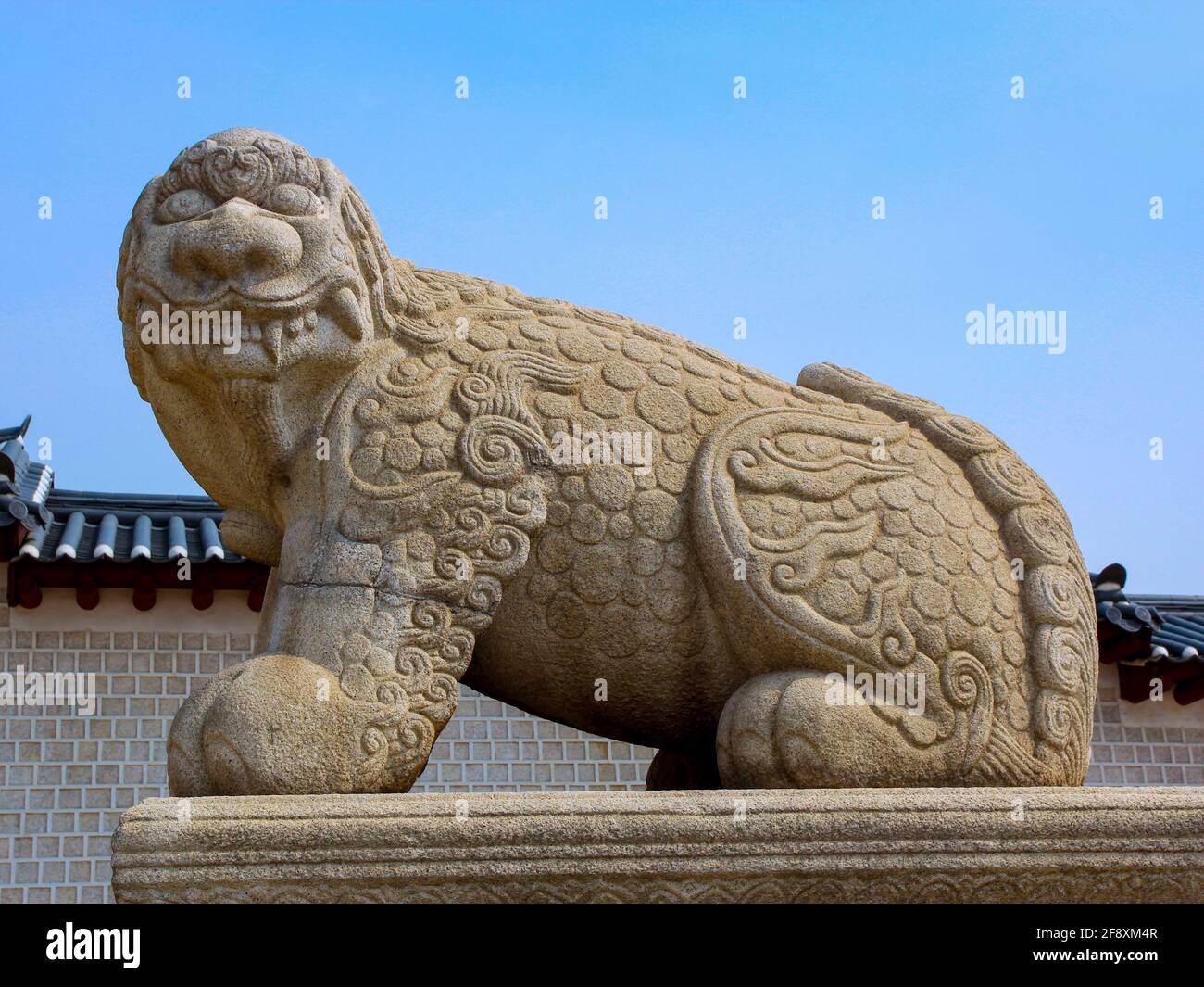 The stone Haechi, fantasy lion monster, figure, the symbol of the city ...