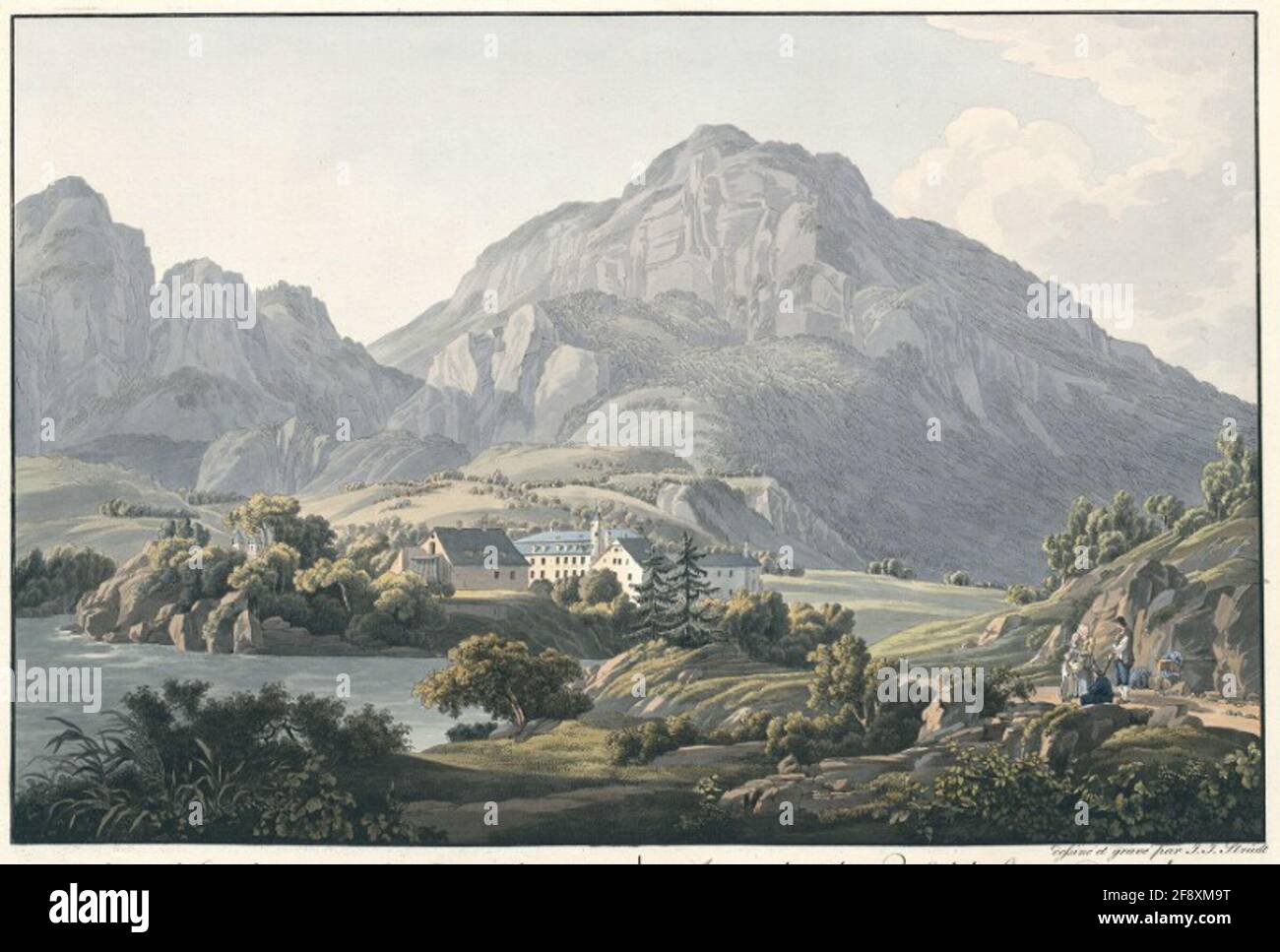 Vue du Chateau de Reichenau Dans Le Pays des Grison. View of the castle ...