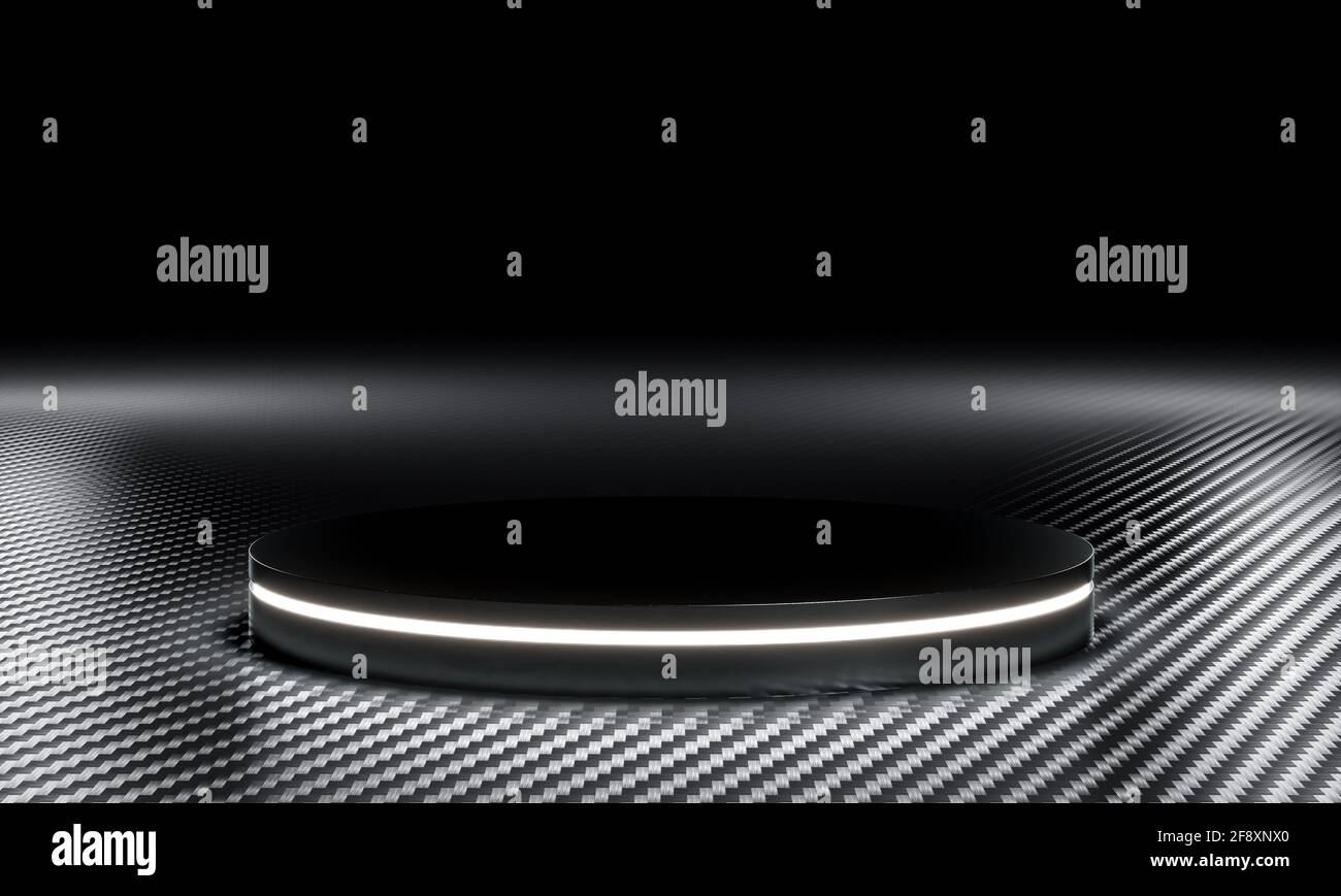 carbon fiber podium with lights. 3d render Stock Photo - Alamy