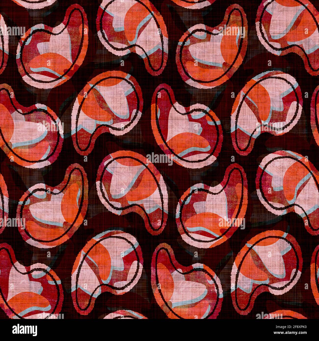 Seamless dark paisley block print background. Boho ethnic soft ...