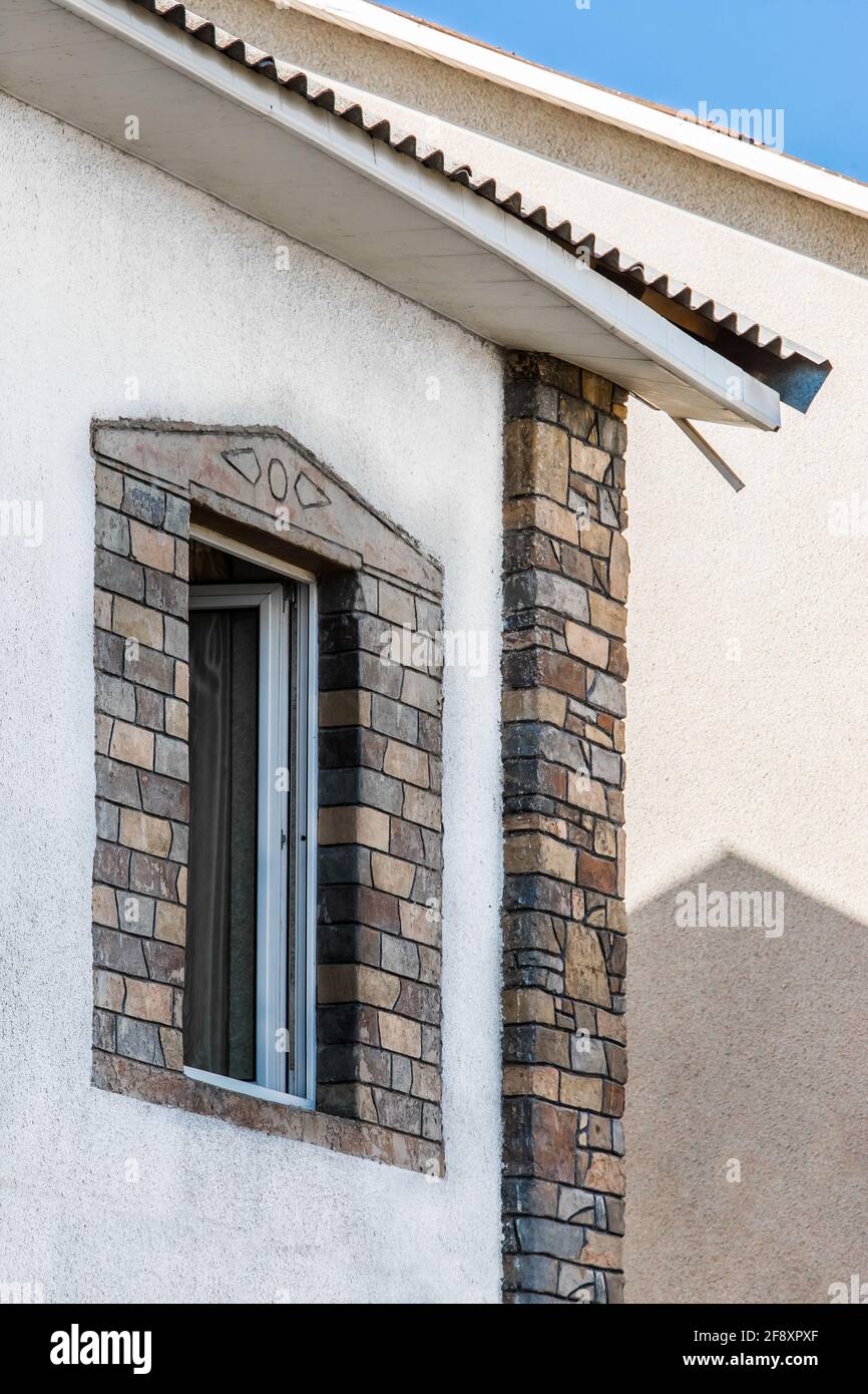 Part of the modern interior of the facade of the house with white ...