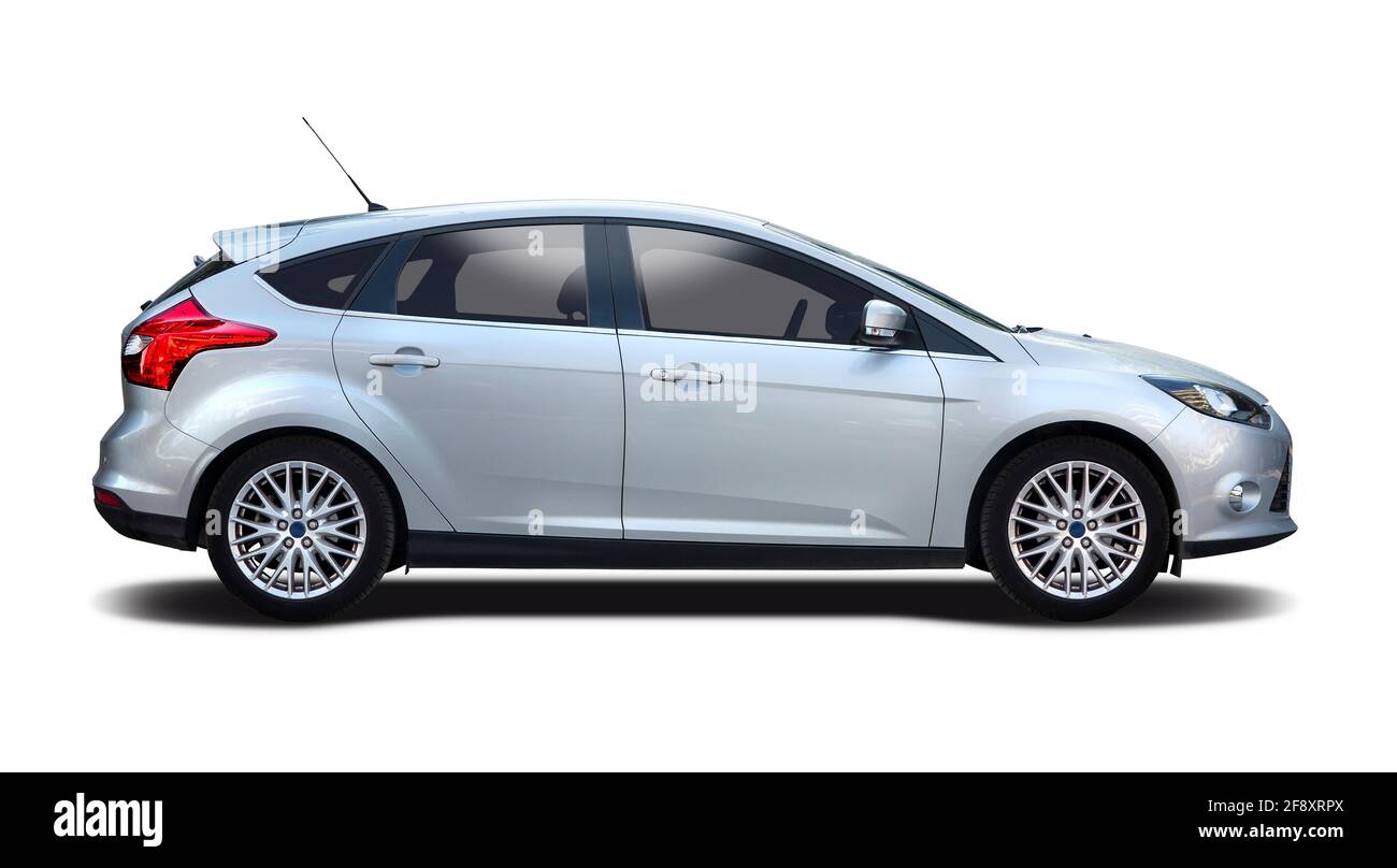 German hatchback family car side view isolated on white Stock Photo - Alamy