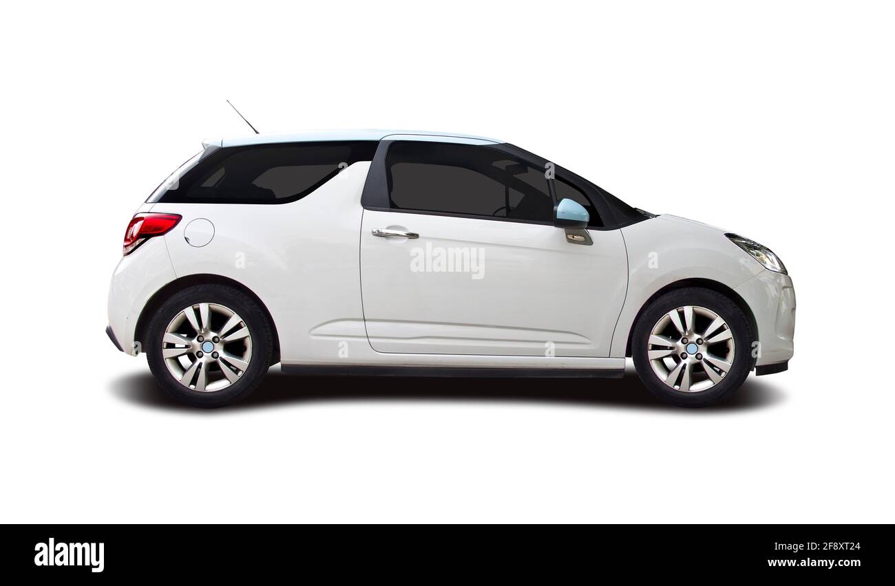 French sport hatchback car side view isolated on white background Stock ...