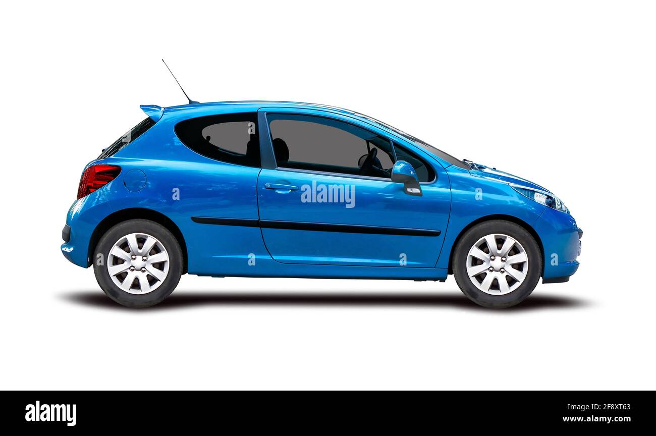 French sport hatchback car side view isolated on white background Stock ...