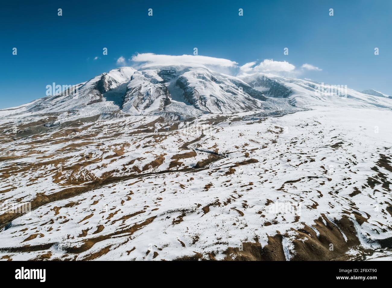 Aerial photography of the natural scenery of Muztagh Ata Stock Photo ...