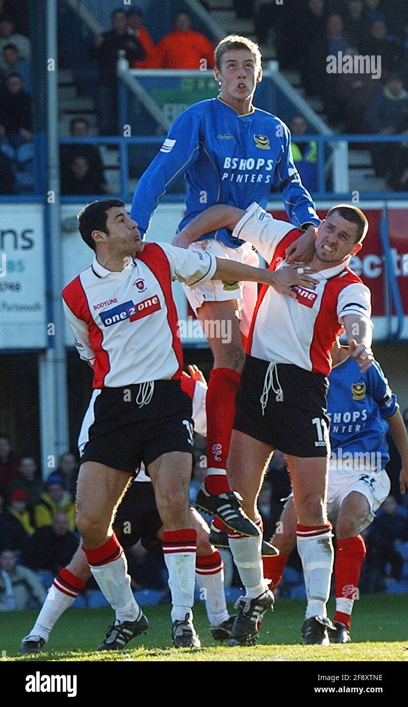PORTSMOUTH V ROTHERHAM PETER CROUCH RISES ABOVE MARTIN McINTOSH AND ...