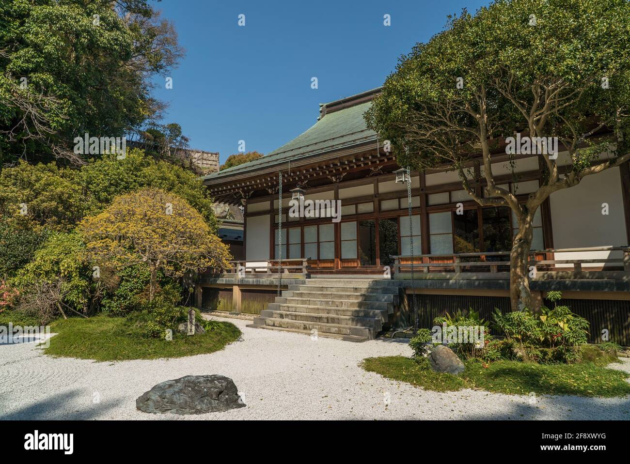Japanese zen garden in the "bamboo temple". Hokoku-ji Buddhist Temple ...