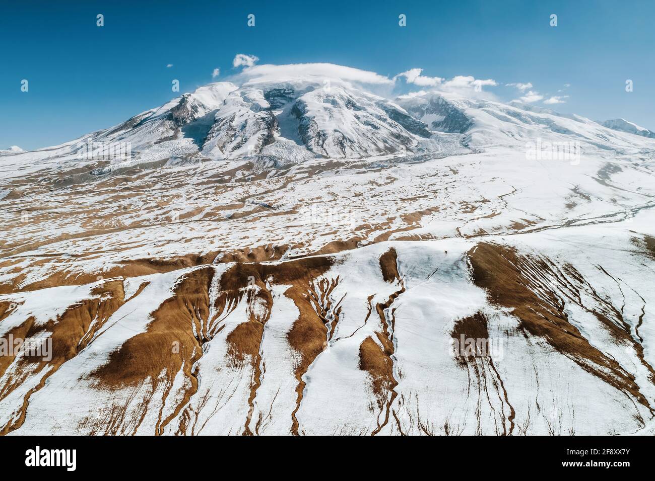 Aerial photography of the natural scenery of Muztagh Ata Stock Photo ...
