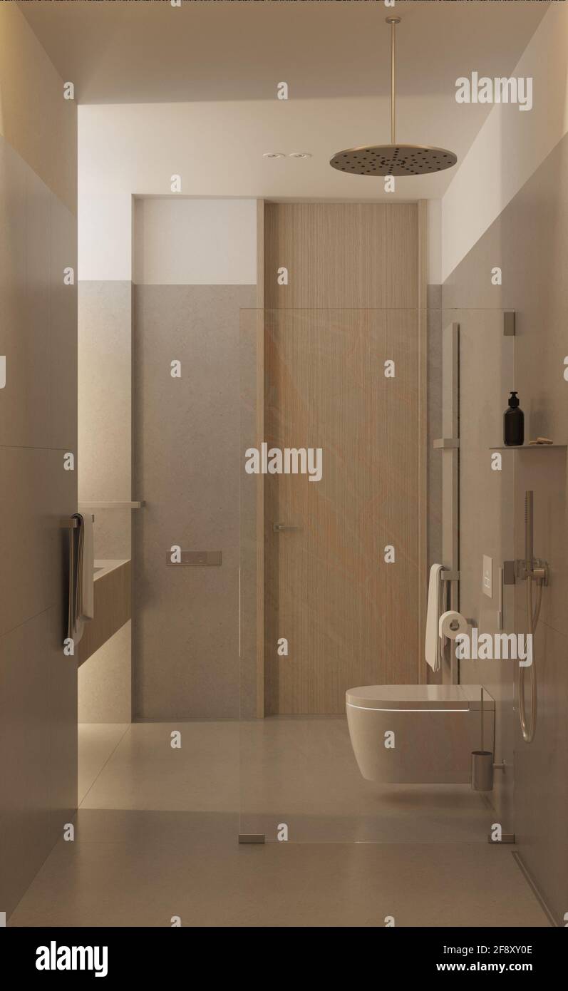 restroom, interior visualization, 3D illustration Stock Photo - Alamy