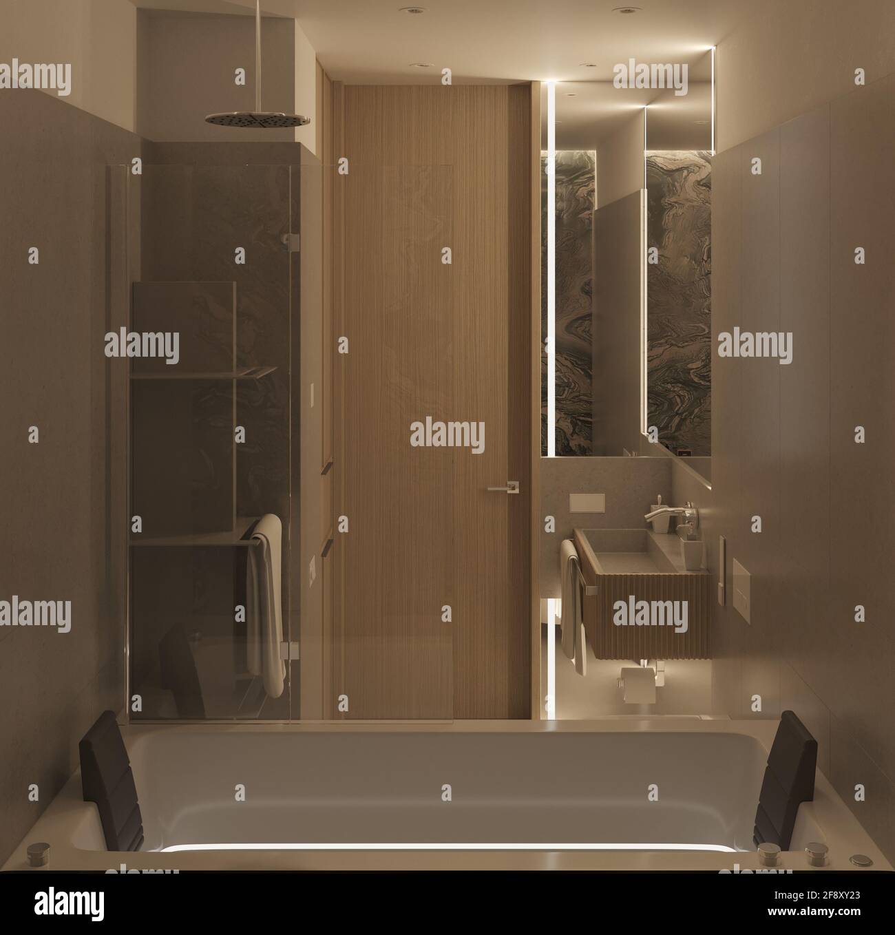 restroom, interior visualization, 3D illustration Stock Photo - Alamy